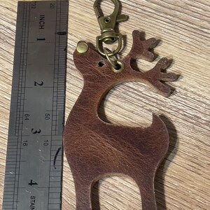 RUDOLPH Reindeer 2 Sided Full Grain Leather Keyring Key Chain Purse ...
