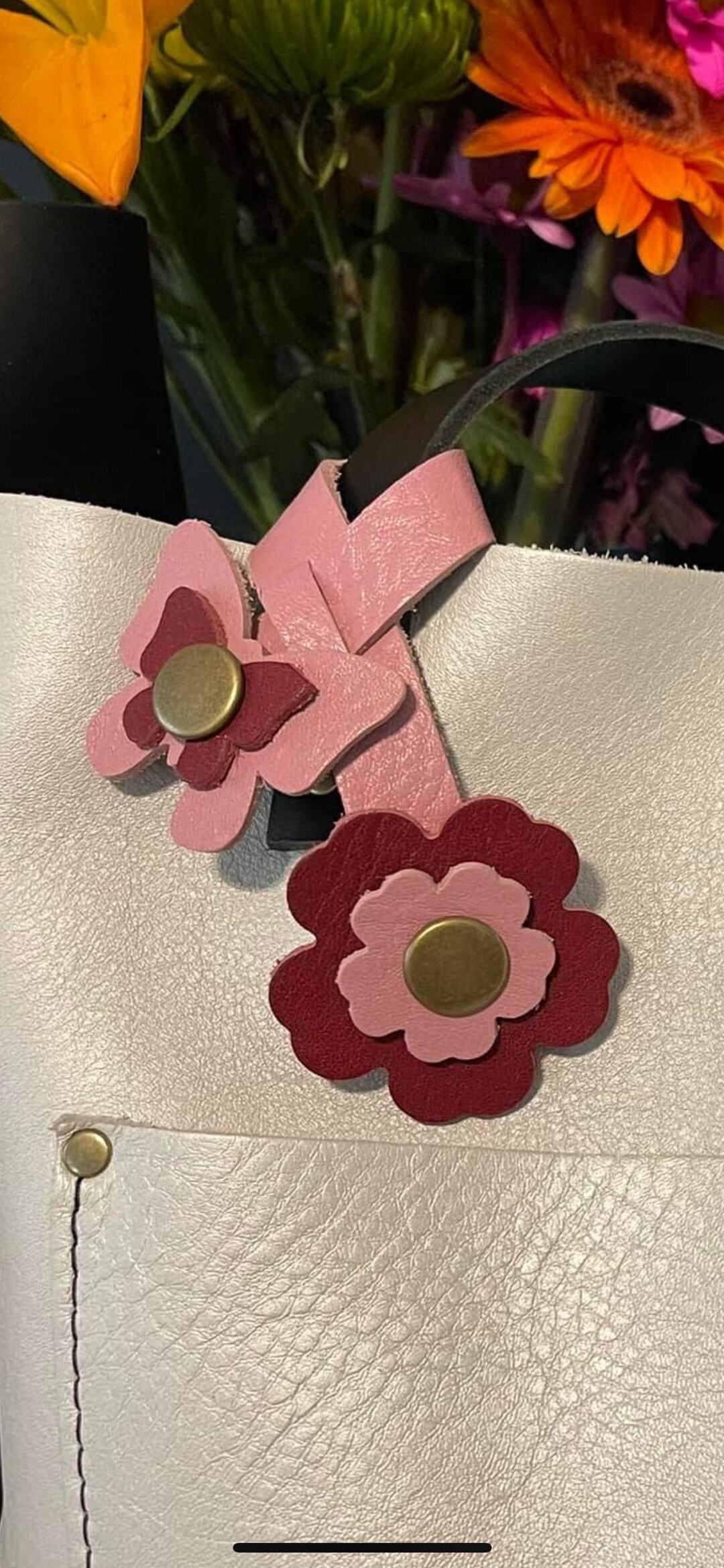 Double Wrap Snap Made With Portland Leather Goods Leather Vintage Pink and Cranberry Leathers ...