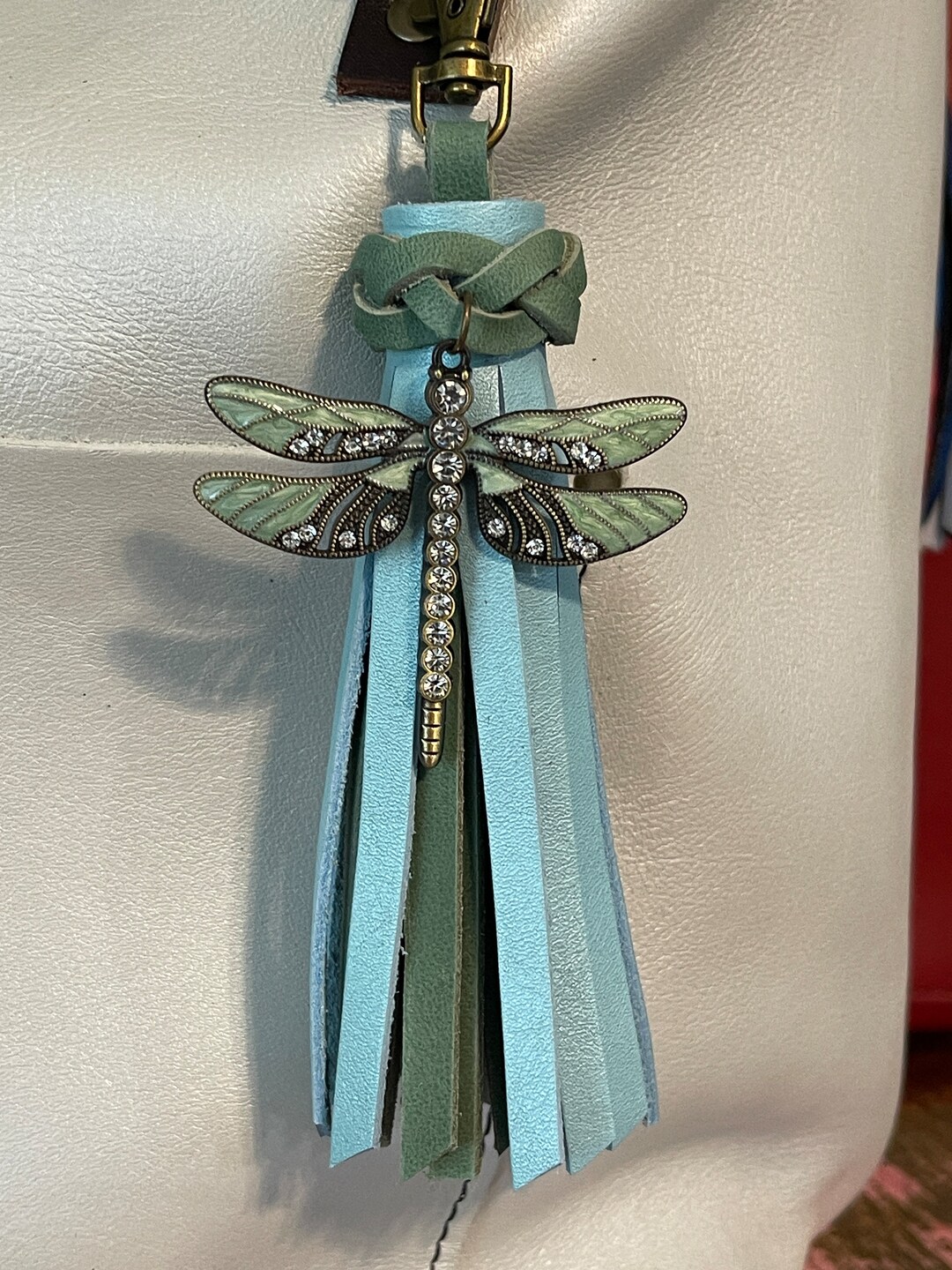 Leather Bag Purse Tassel Made With PLG Cabo and Cucumber With Large ...