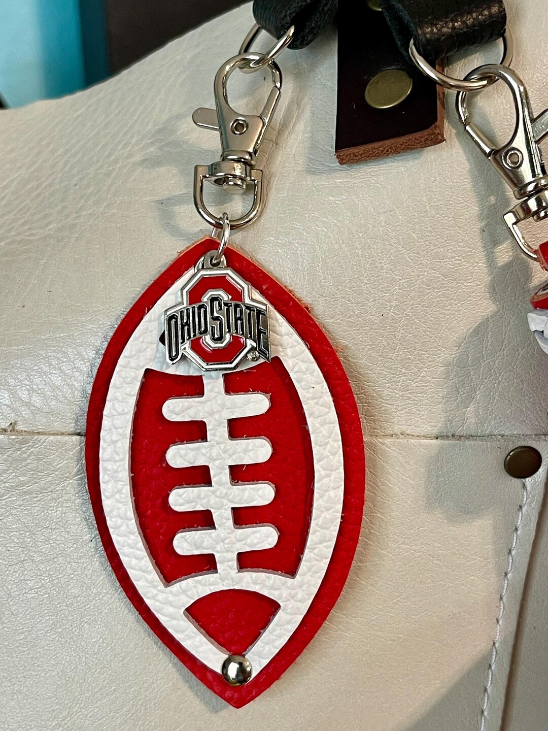 Ohio State Buckeyes Leather Football White and Red With OSU Charm Purse ...