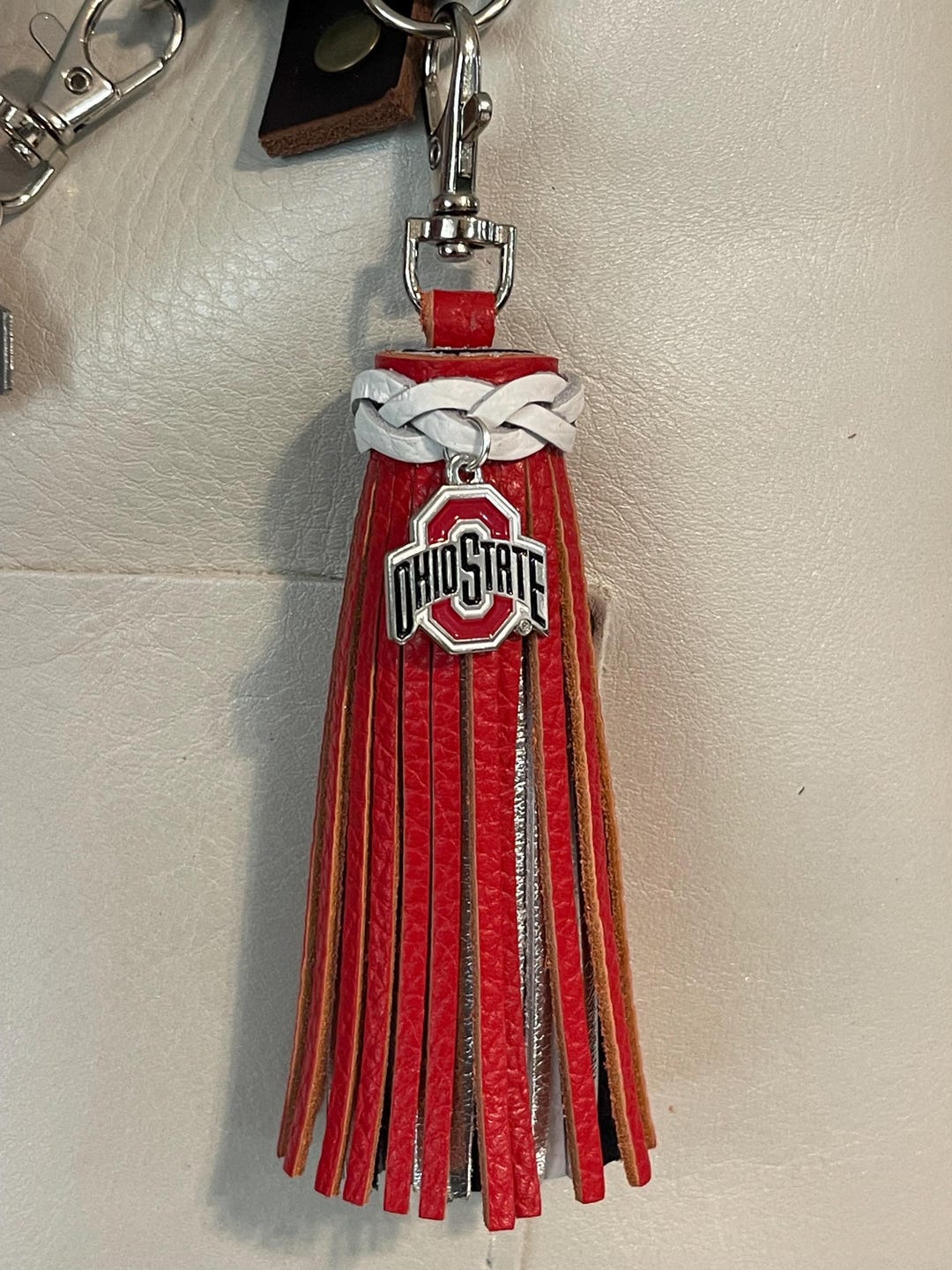 Ohio State Buckeyes Leather Football Tassel White Black Silver Red With ...