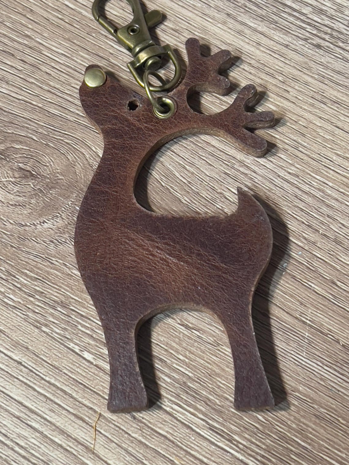 RUDOLPH Reindeer 2 Sided Full Grain Leather Keyring Key Chain Purse ...