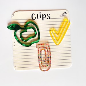 Cute Back to School Acrylic Bookmarks, Apple Paper Clip for Planners ...