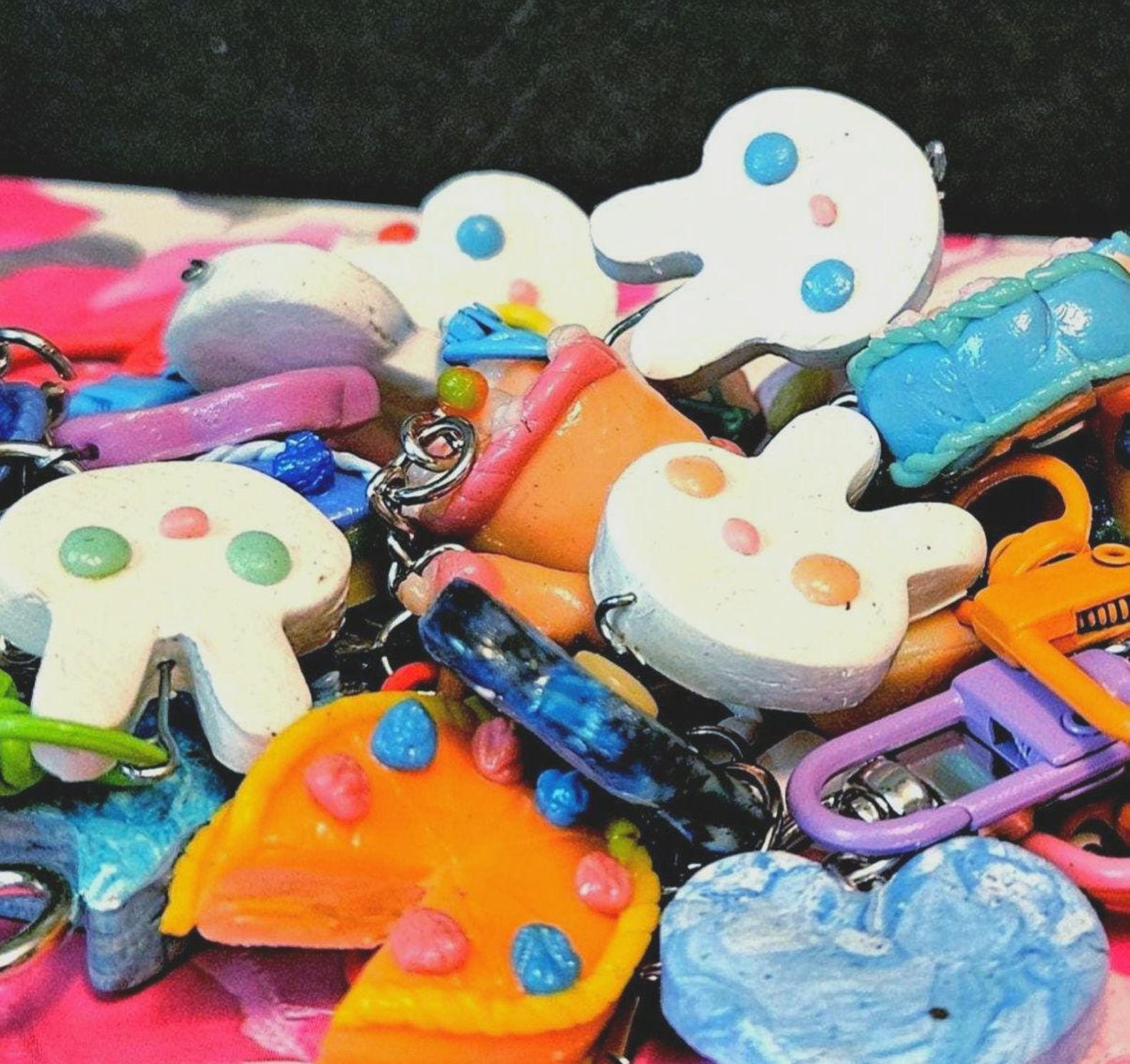 Hand-sculpted Clay Charm Keychains - Etsy