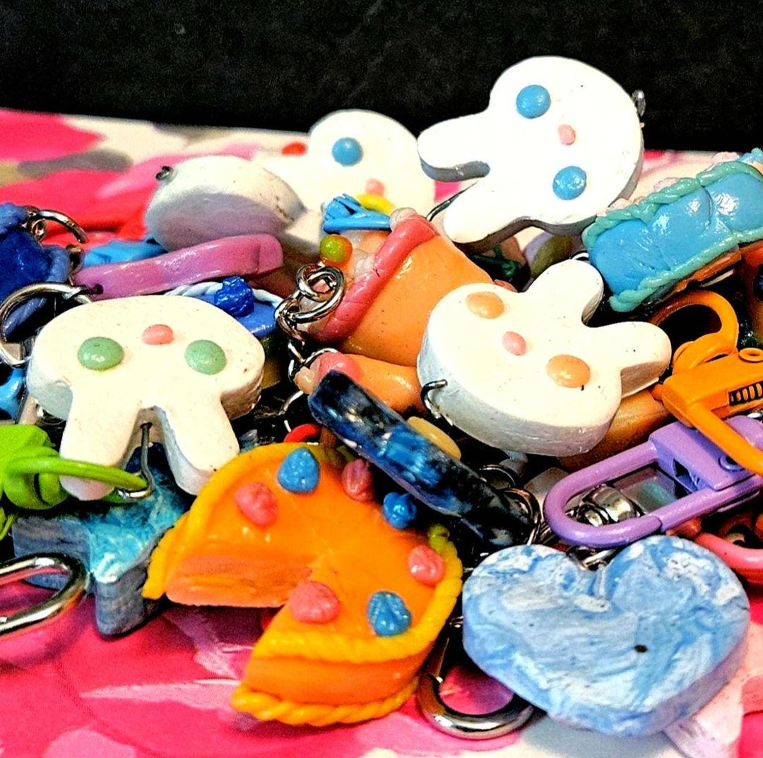 Hand-sculpted Clay Charm Keychains - Etsy