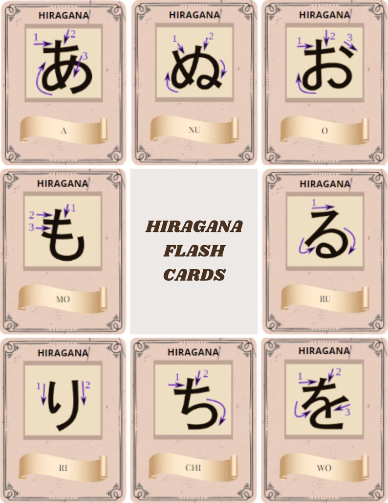 Tarjetas/flash Cards Y Memorama Para Aprender Hiragana Para ...