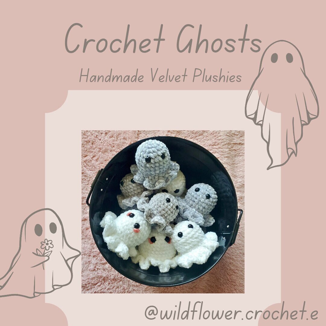 Crochet Velvet Ghosts L Mini Plushies L Spooky L Ghost Stuffies L ...