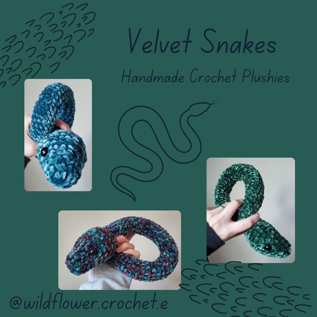 Crochet Velvet Snakes L Plushies L Stuffed Animal L Amigurumi L ...