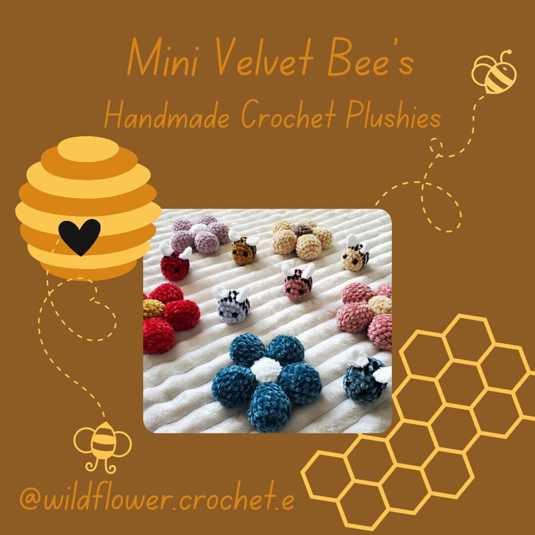 Mini Crochet Velvet Bee's L Plushies L Keychain L Bag - Etsy