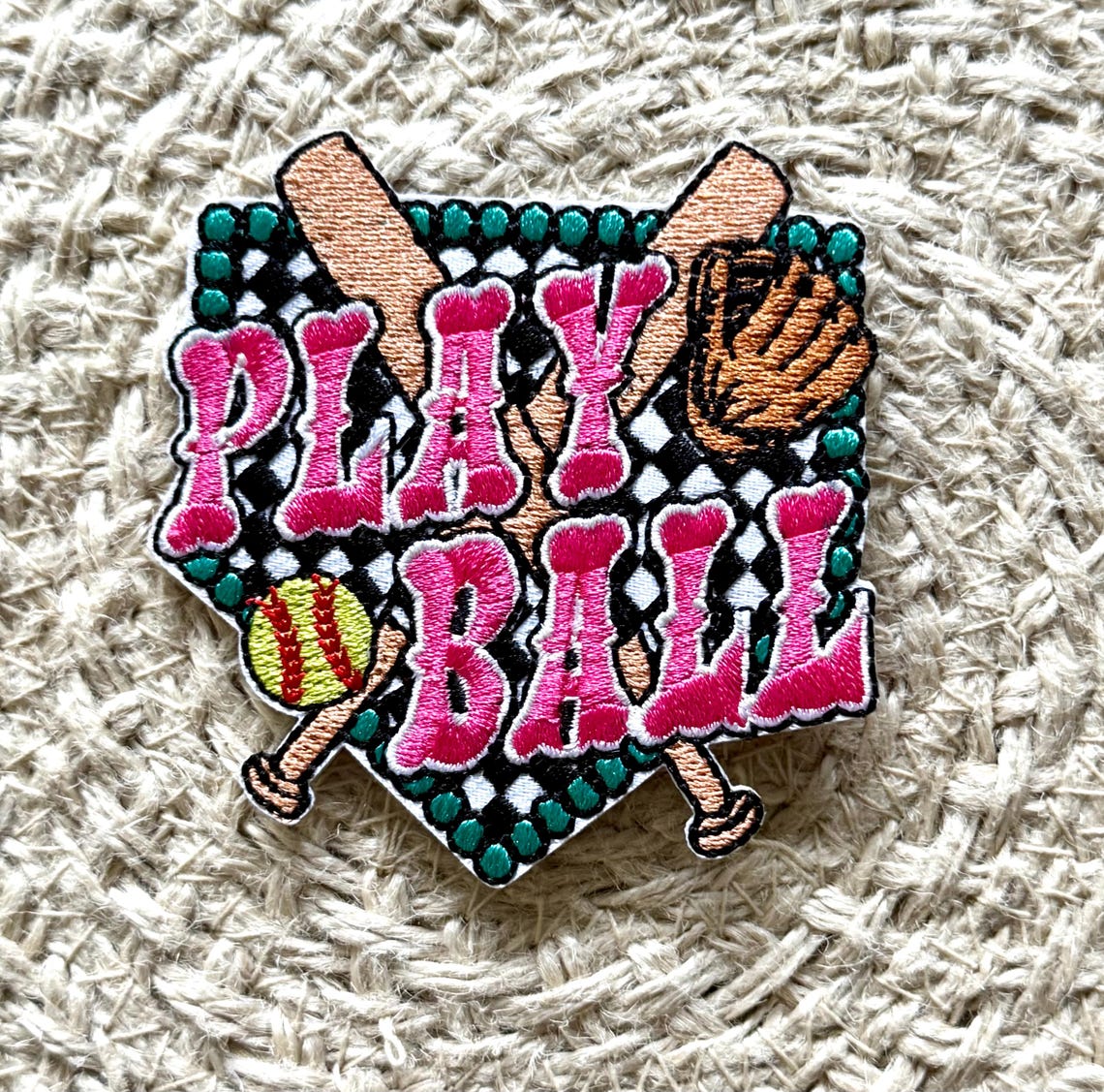 Trucker Hat Patches, Play Ball, Softball, Embroidery Patch, Iron On ...