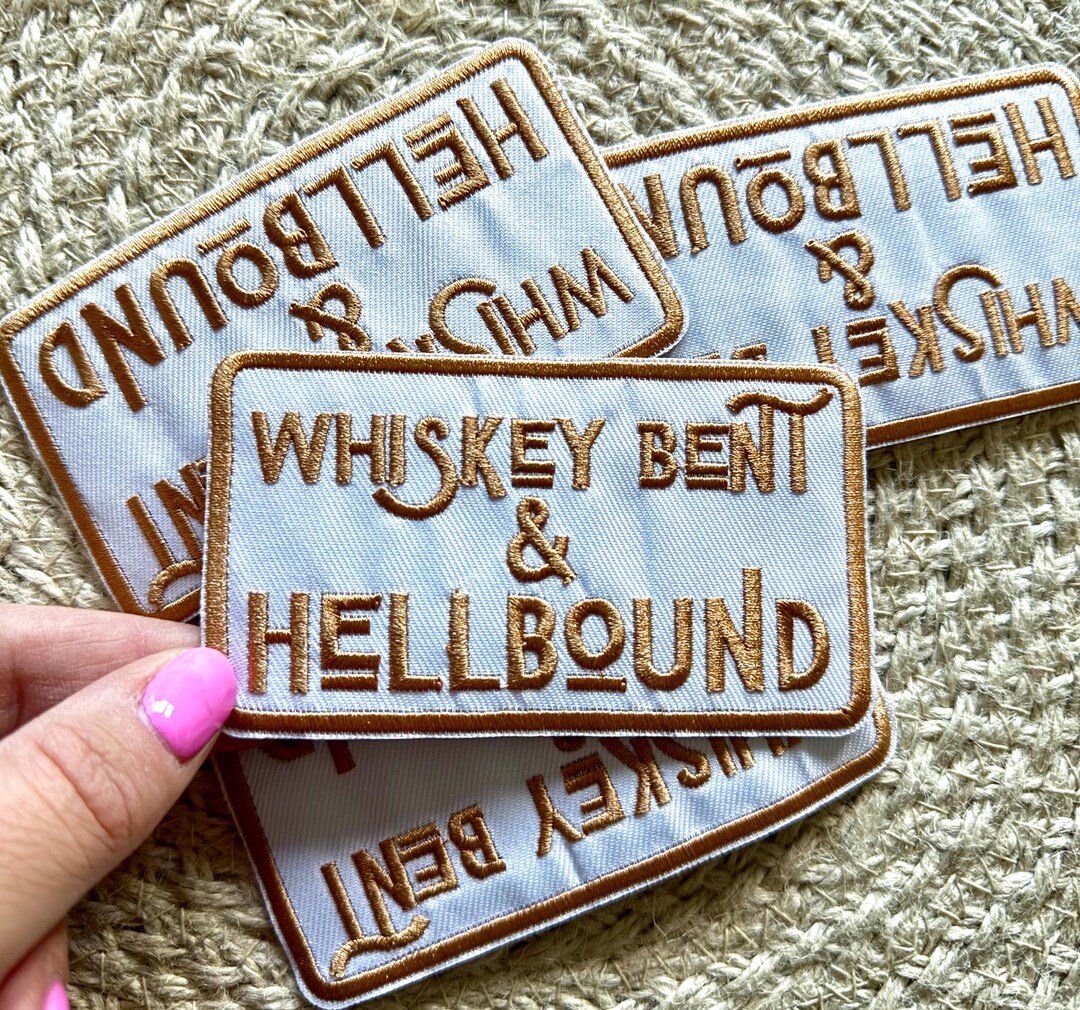Alcohol Patch, Trucker Hat Patches, Whiskey Bent &hellbound (large), Embroidery Patch, Iron On ...
