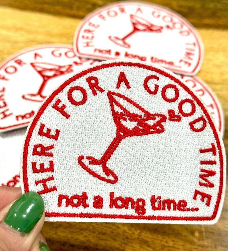 Alcohol Patch, Trucker Hat Patches, Here for a Good Time, Embroidery ...