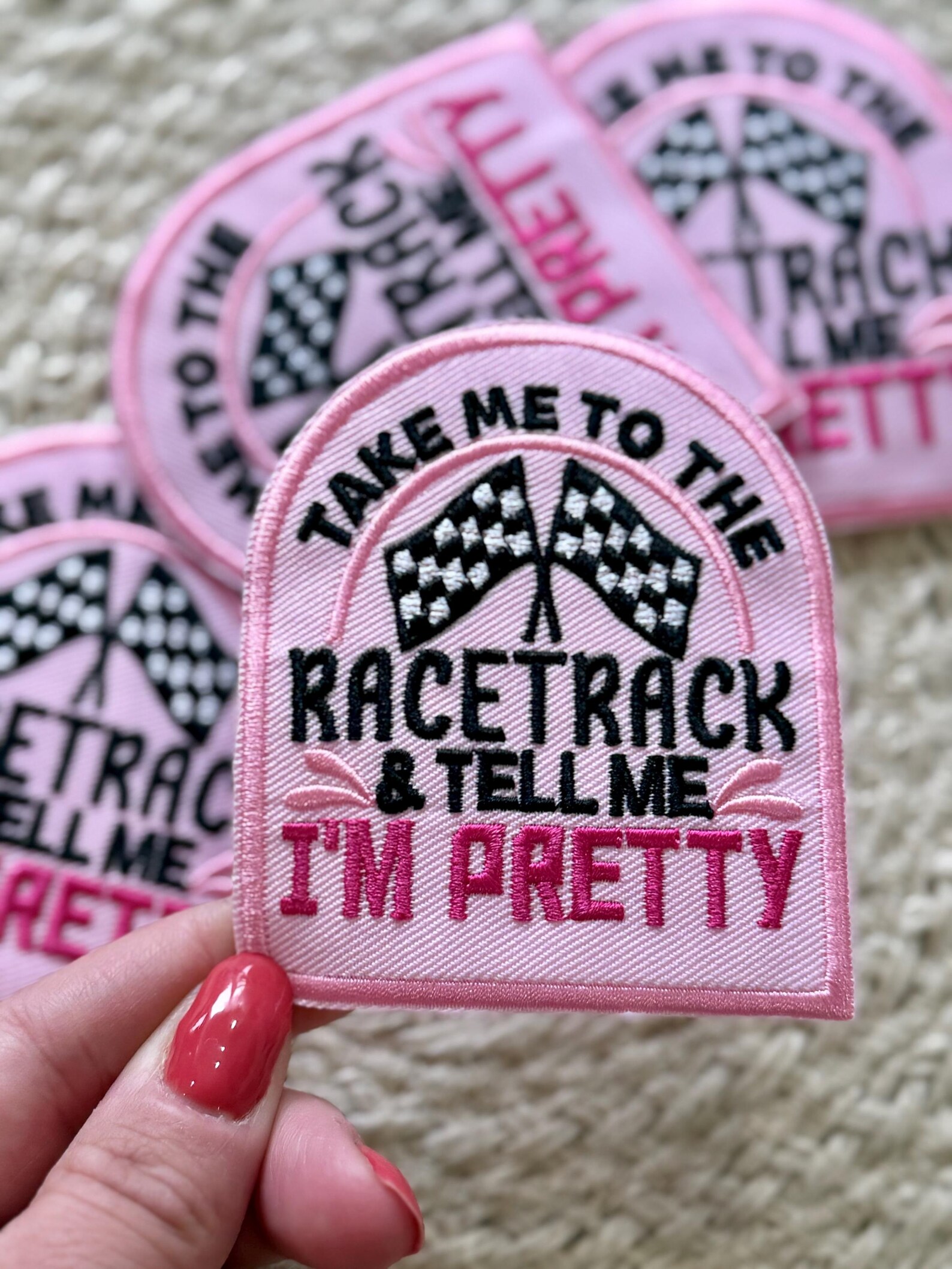 Trucker Hat Patches, Take Me to the Race Track, Embroidery Patch, Iron ...