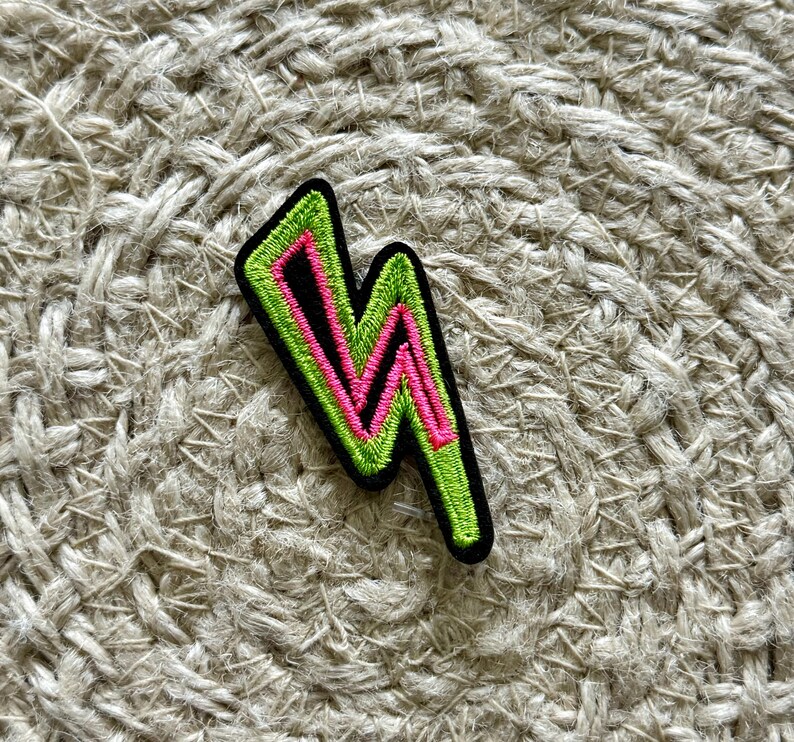 Trucker Hat Patches, Lightning Bolts, Black and Neon, Embroidery Patch ...