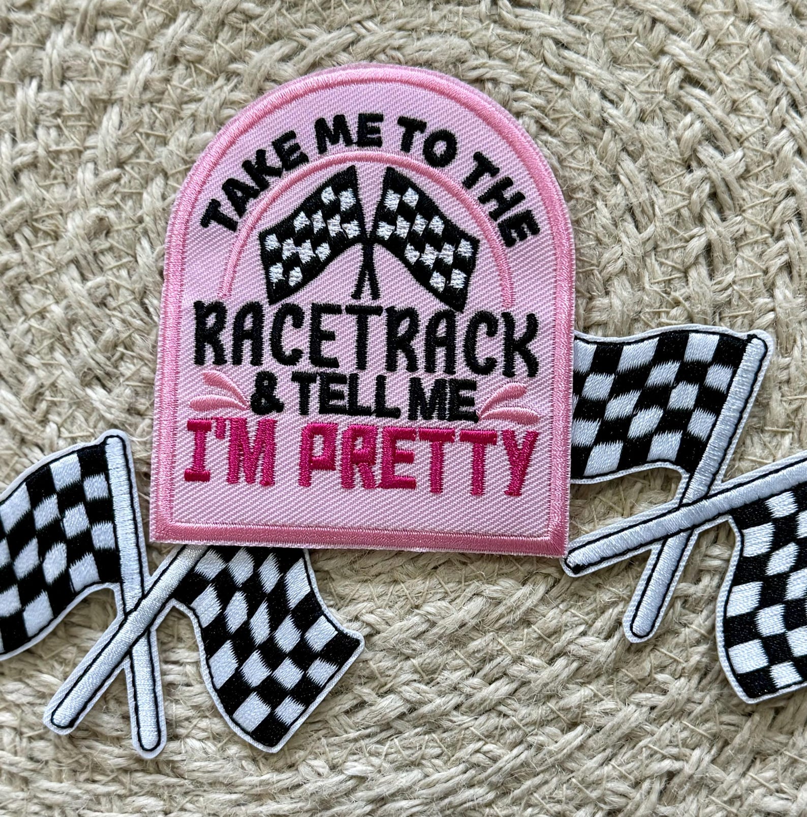 Trucker Hat Patches, Take Me to the Race Track, Embroidery Patch, Iron ...