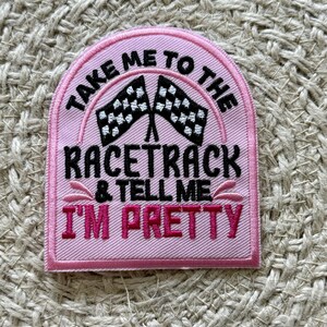 Trucker Hat Patches, Take Me to the Race Track, Embroidery Patch, Iron ...
