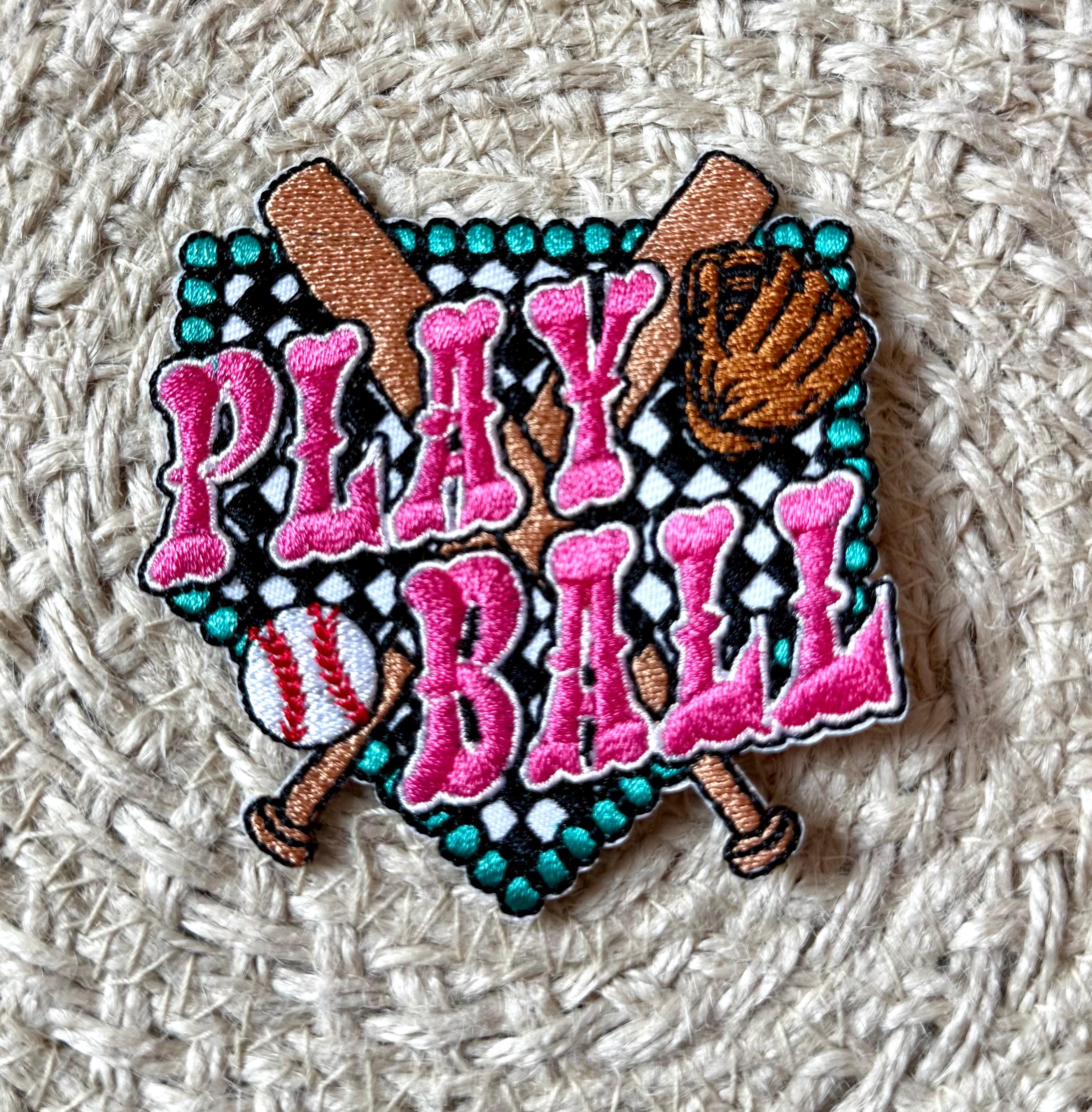 Trucker Hat Patches, Play Ball, Softball, Embroidery Patch, Iron On ...