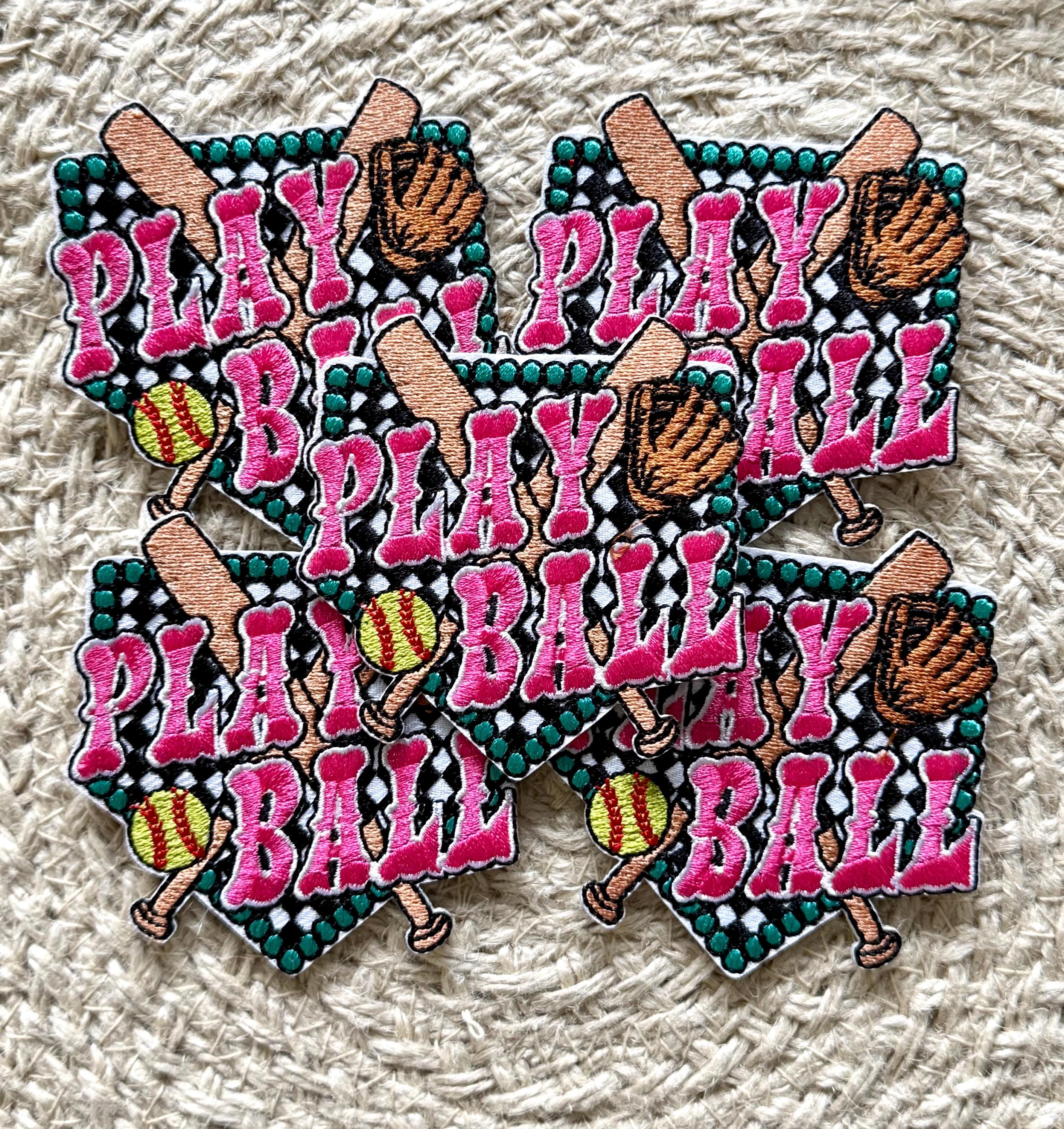 Trucker Hat Patches, Play Ball, Softball, Embroidery Patch, Iron On ...