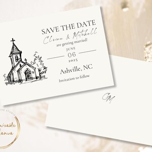 Custom Wedding Invitation Suite | Hand Drawn Chapel or Church Design ...