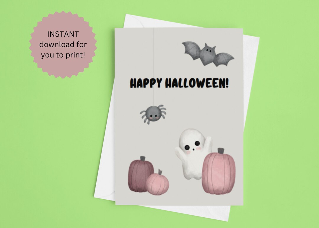 Digital Happy Halloween Card Printable Cute Halloween Printable Card ...