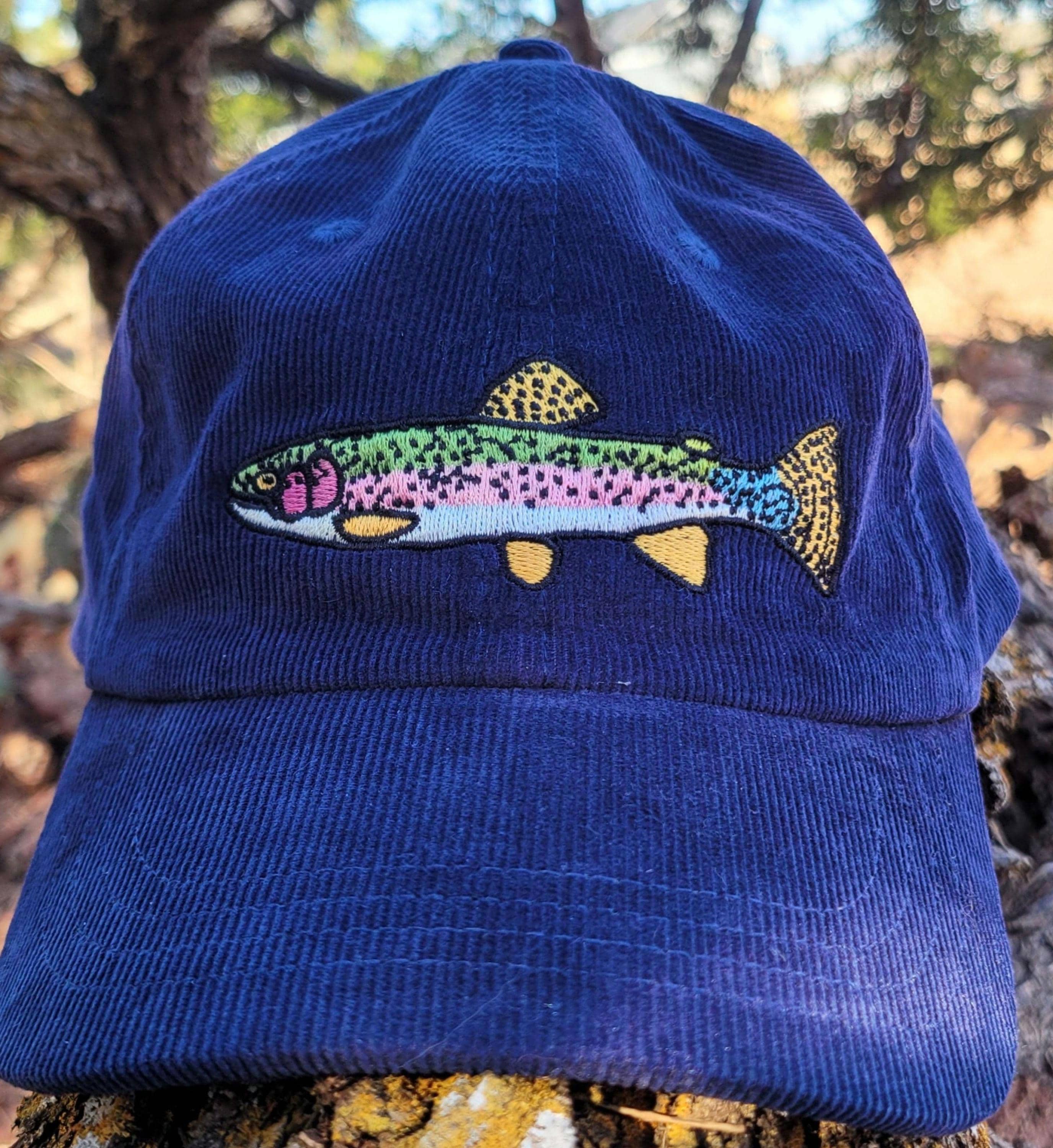 Rainbow Trout Embroidered Corduroy Hat – Fishing Gift, Gift for ...