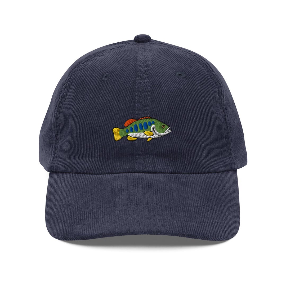 Green Sunfish Embroidered Corduroy Hat – Fishing Gift, Gift for ...