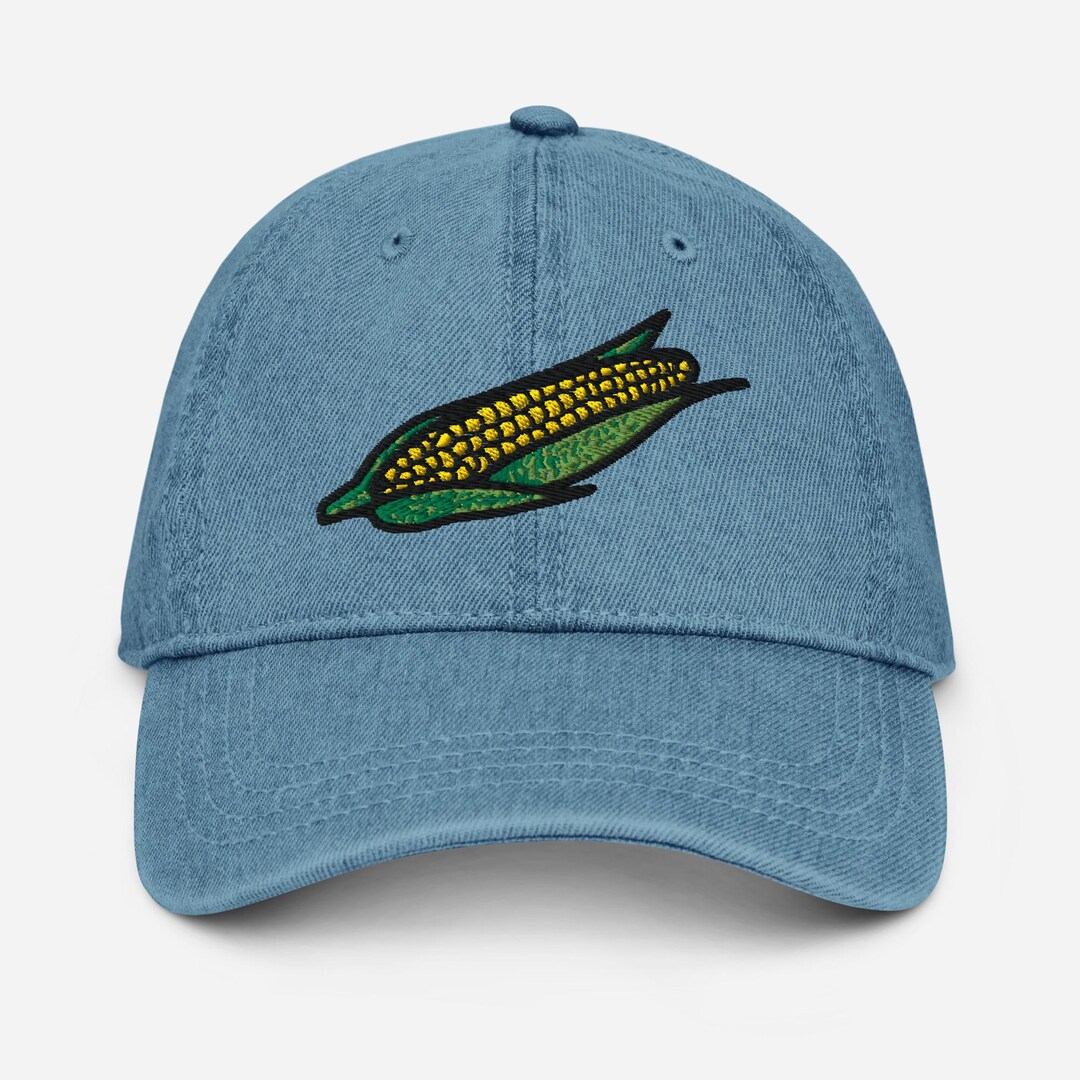 Corn Embroidered Denim Hat | 100% Cotton Adjustable Cap | Unique Farm ...