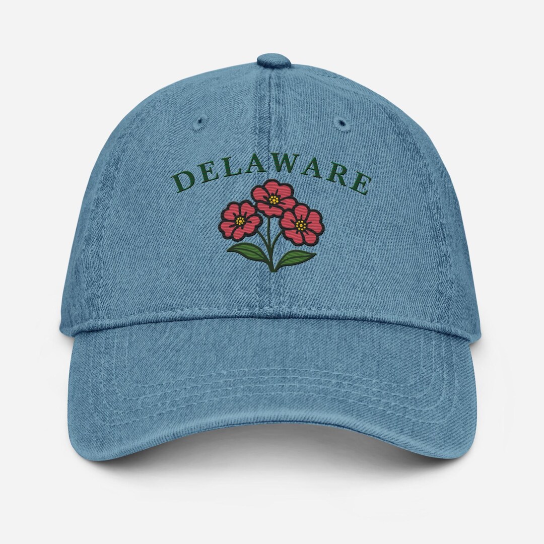 Embroidered Peach Blossom Denim Hat: Delaware State Flower Cap - Etsy