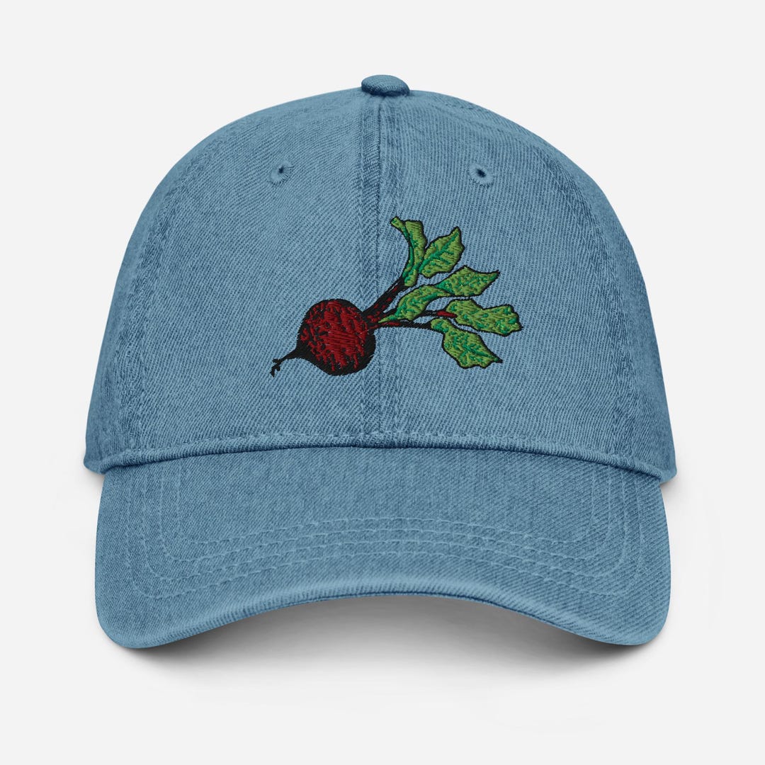 Beet Root Embroidered Denim Hat, Gift for a Gardener, Gift for Mom ...