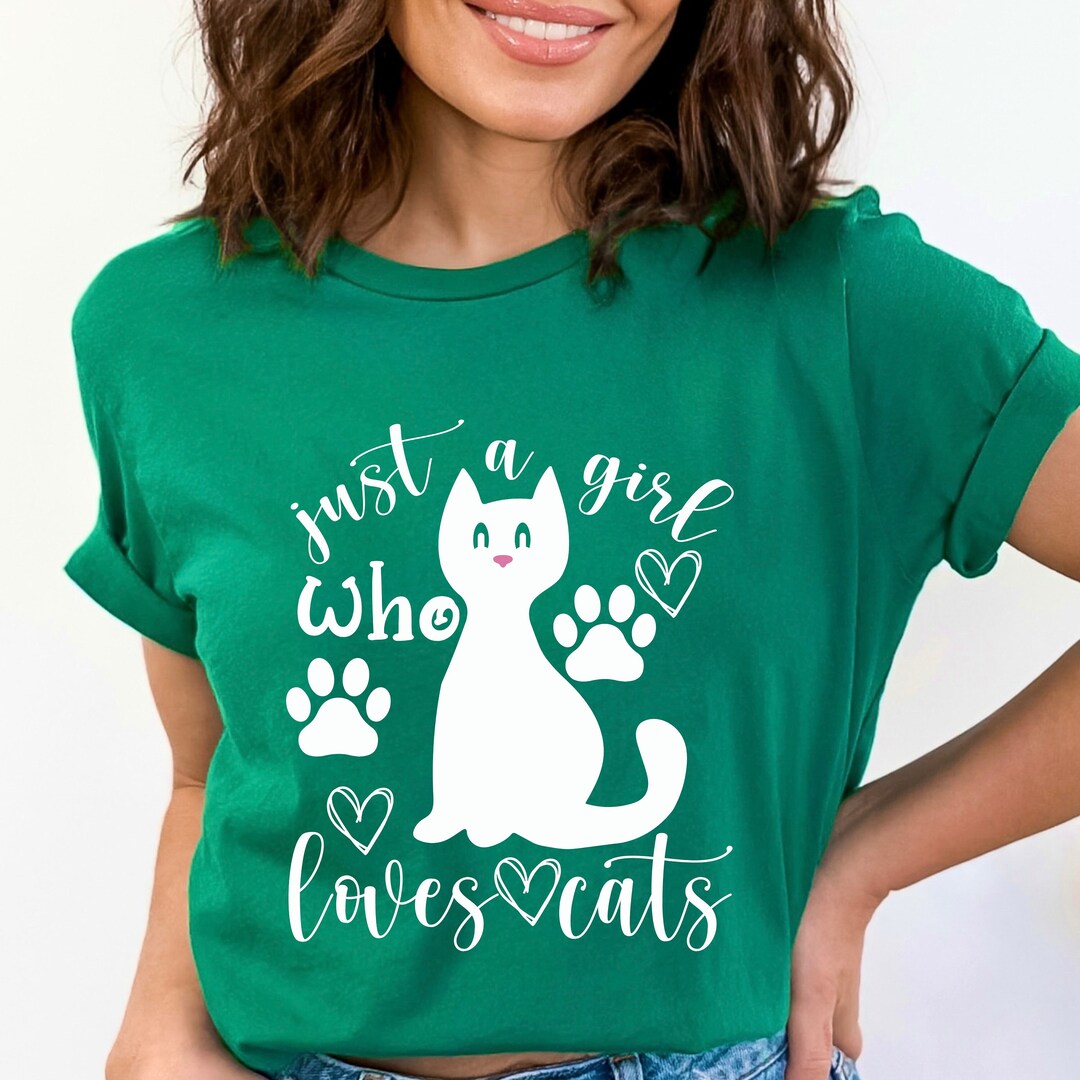 Just A Girl Who Loves Cats Shirt, Cat Mom Shirt, Girl and Cat Shirt ...