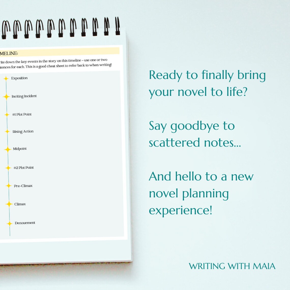 Write Your Novel: Outline Workbook for Authors, Novel Planner, Writing ...
