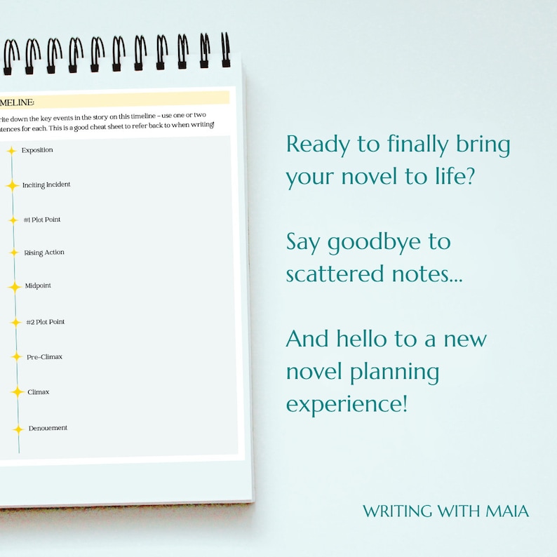 Write Your Novel: Outline Workbook for Authors, Novel Planner, Writing ...