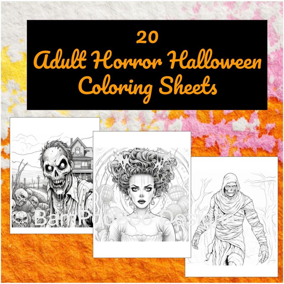 20 Adult Horror Halloween Coloring Pages for Adults or Kids Printable ...