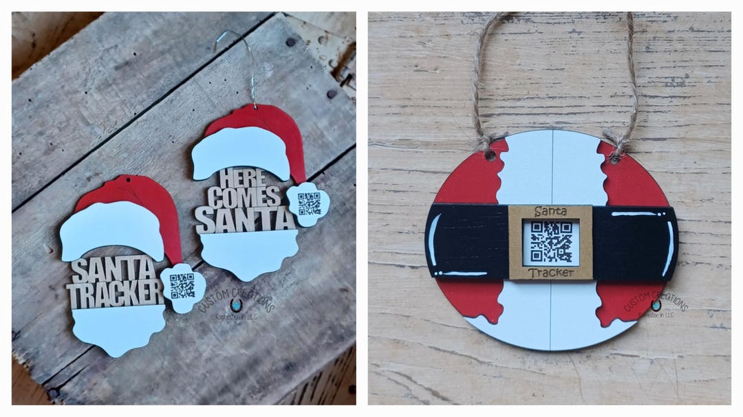 3 SVG Laser Cut File Bundle of Santa Claus Tracker Christmas Ornaments ...