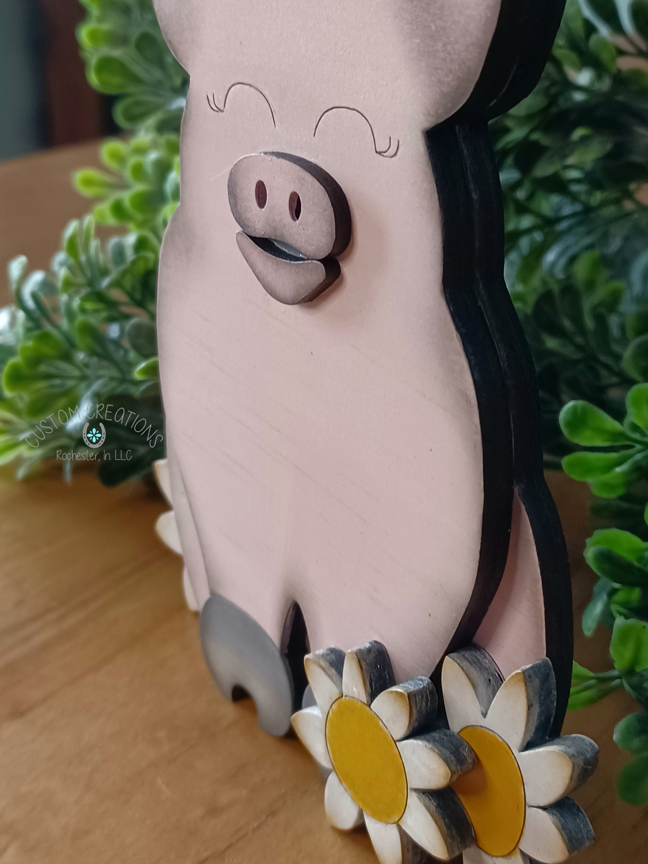 Pig Shelf Sitter Farm Animal Country SVG Laser Digital File Xtool ...