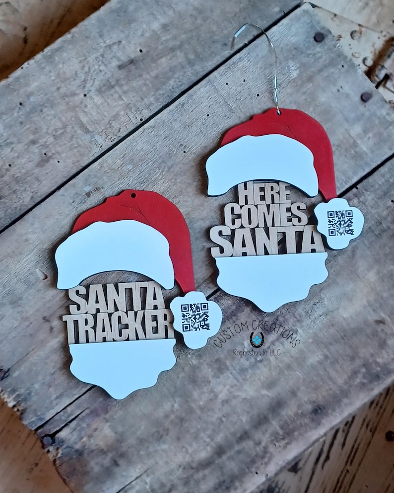 2 SVG Laser Cut File Santa Tracker Christmas Ornament Digital Download ...