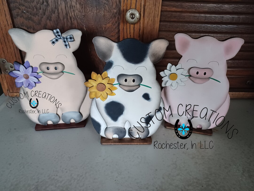 Sitting Pig With Flower Shelf Sitter Farmhouse Farm Animal Rustic ...