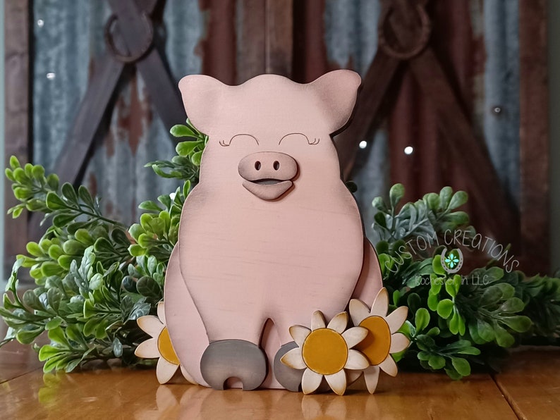 Pig Shelf Sitter SVG Laser Cut File Digital Download Farm Animal With ...