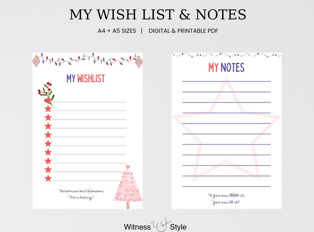 Wish List Digital Printable, Wish List Planner, My Wish List, Christmas ...