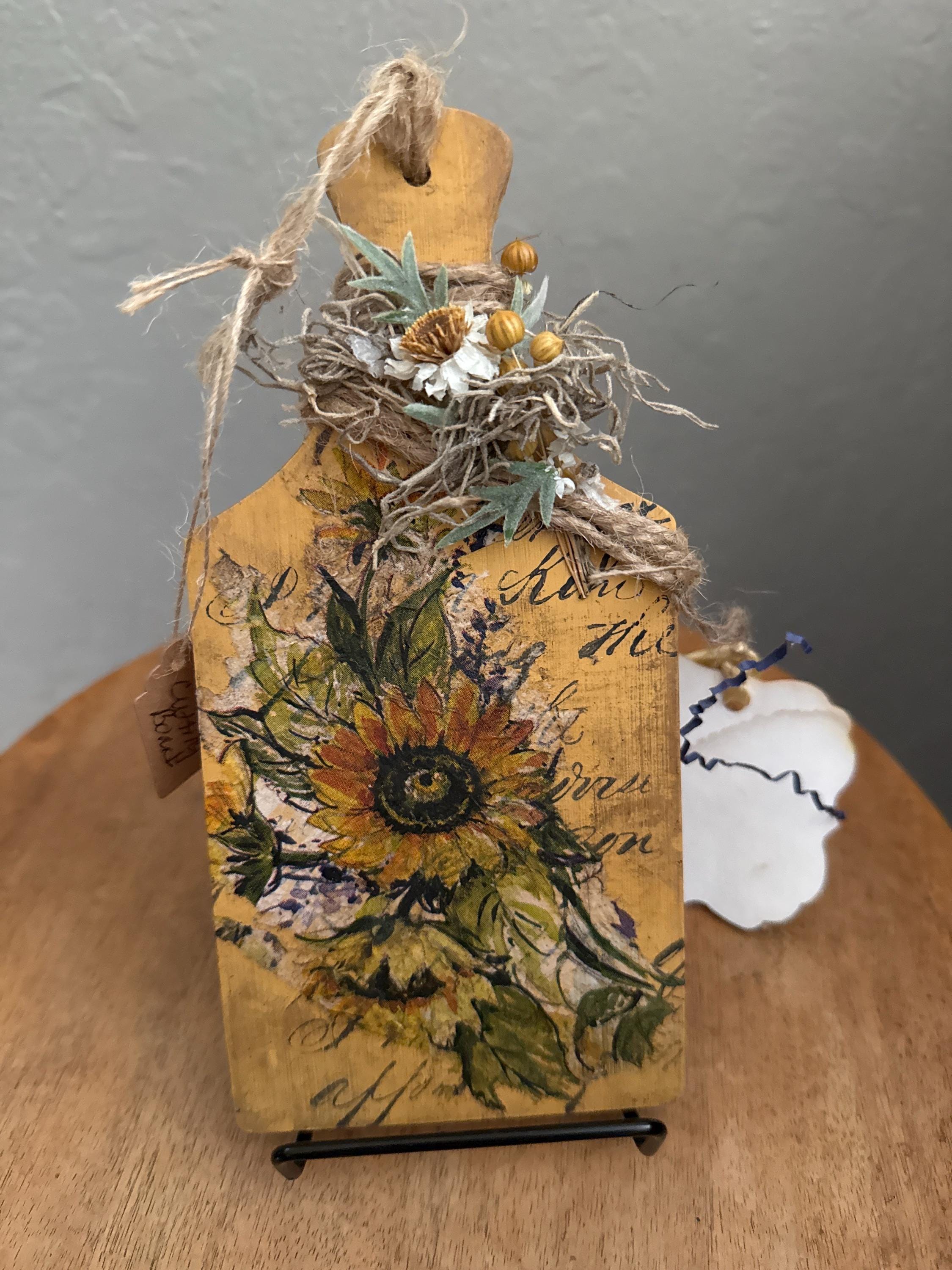 Painted Flower Breadboard: Decoupage Kitchen Decor - Etsy