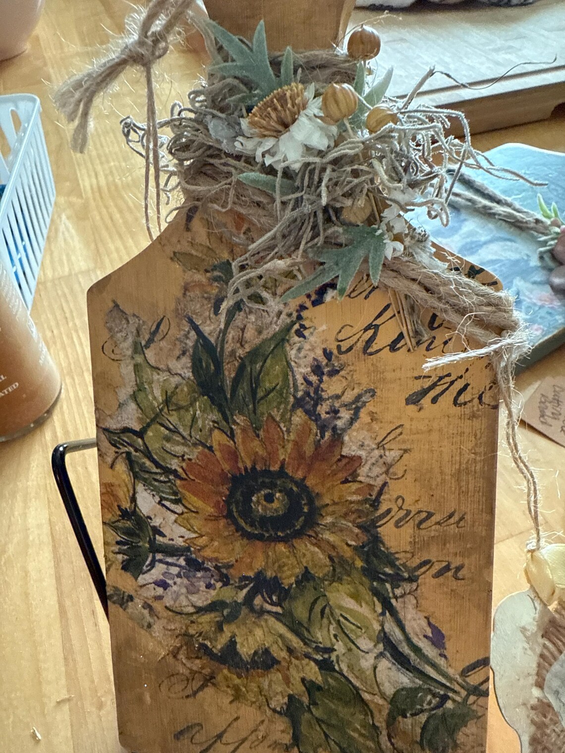 Painted Flower Breadboard: Decoupage Kitchen Decor - Etsy