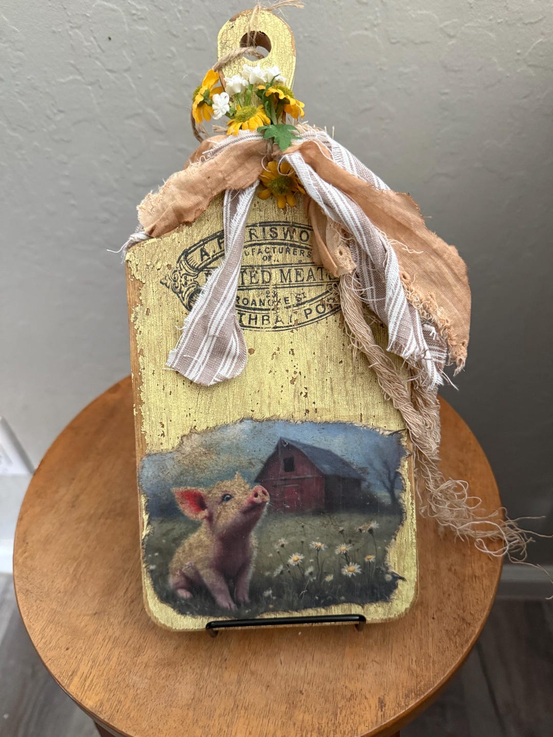 Painted Pig Breadboard: Decoupage Kitchen Decor - Etsy