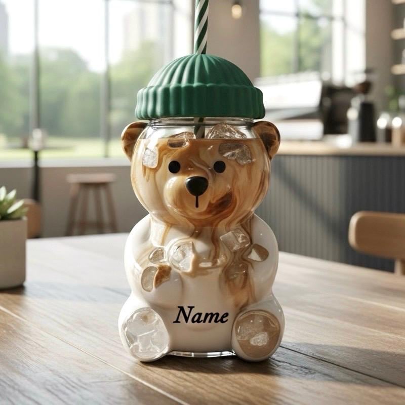 Barista Bear Cup Glass - Etsy