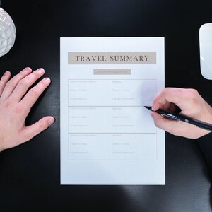 Travel Summary Documents - 6 Types of Reprintable Travel Documents - Etsy