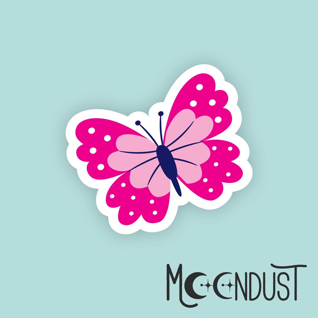 Pink Butterfly Sticker – Bright and Light Pink Water Proof Sticker for ...