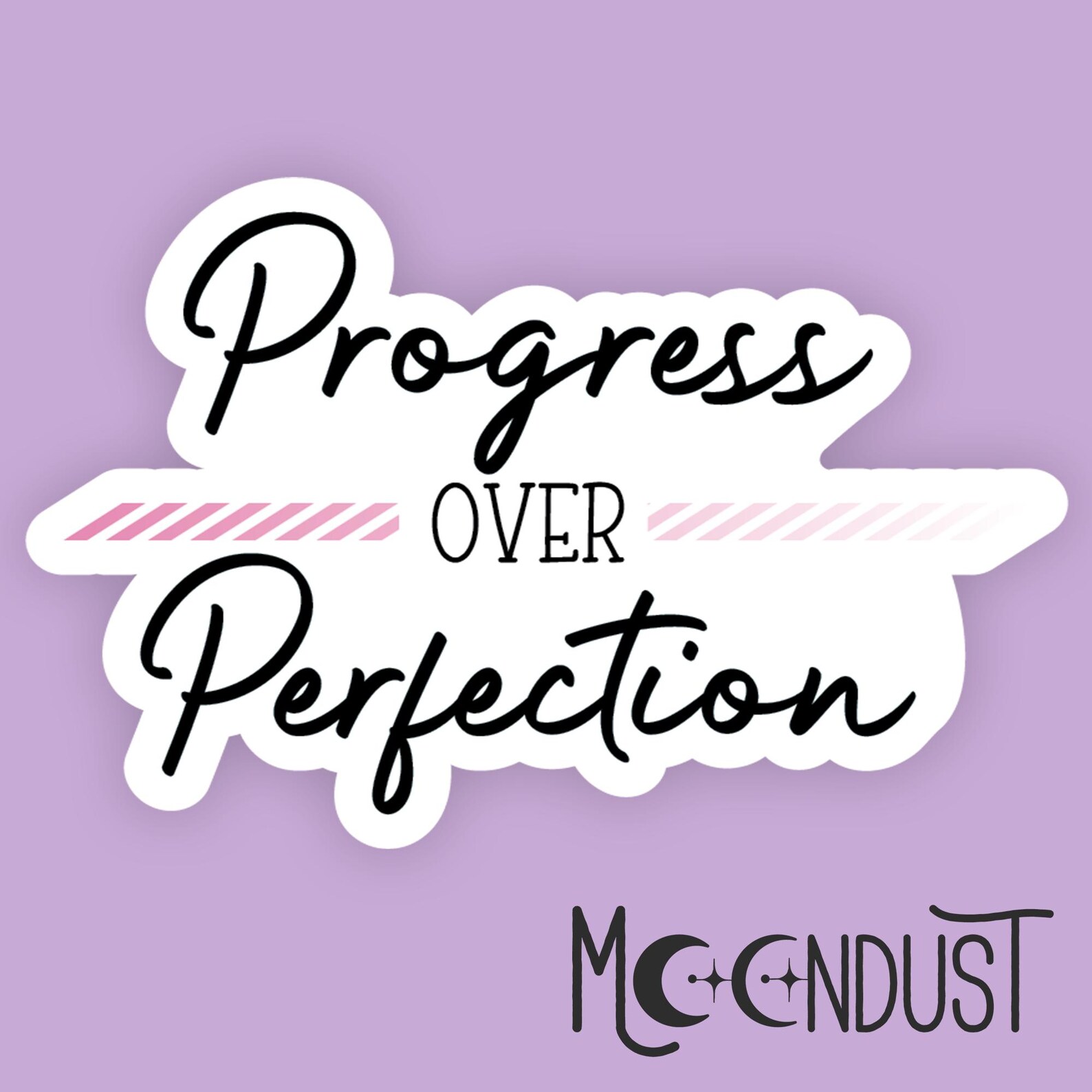 Pink Progress Over Perfection Sticker, Wildly Capable, Motivational ...