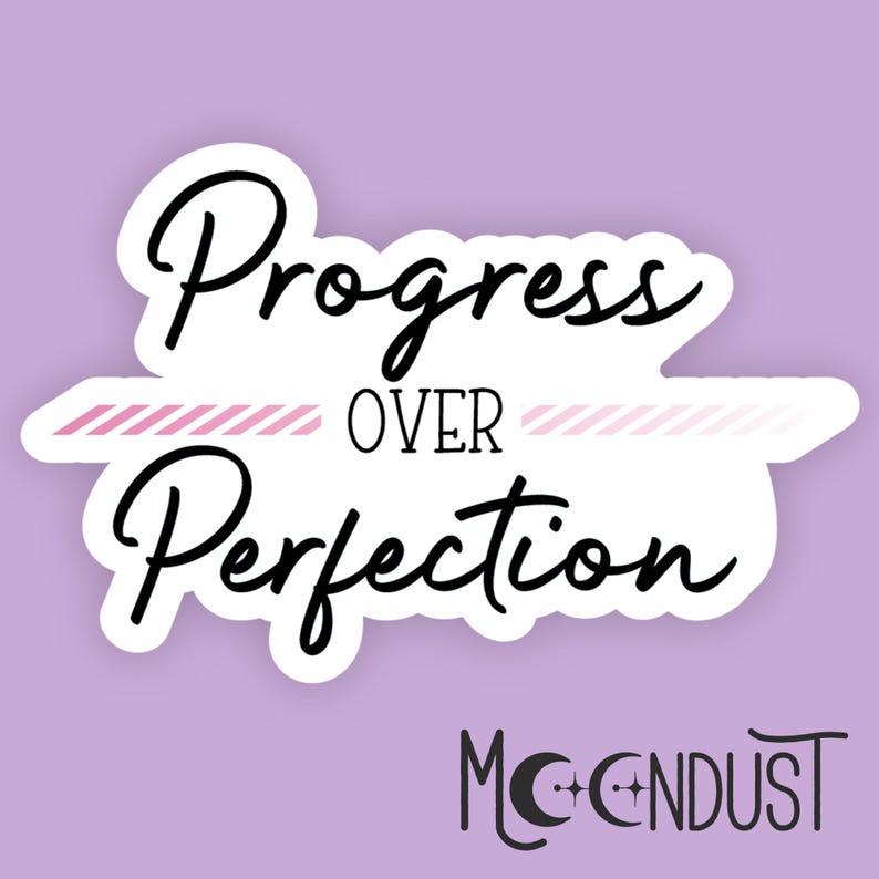 Pink Progress Over Perfection Sticker, Wildly Capable, Motivational ...