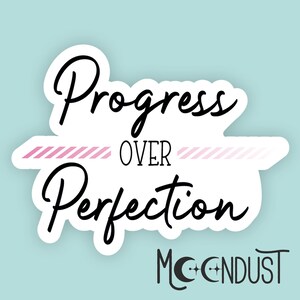 Pink Progress Over Perfection Sticker, Wildly Capable, Motivational ...