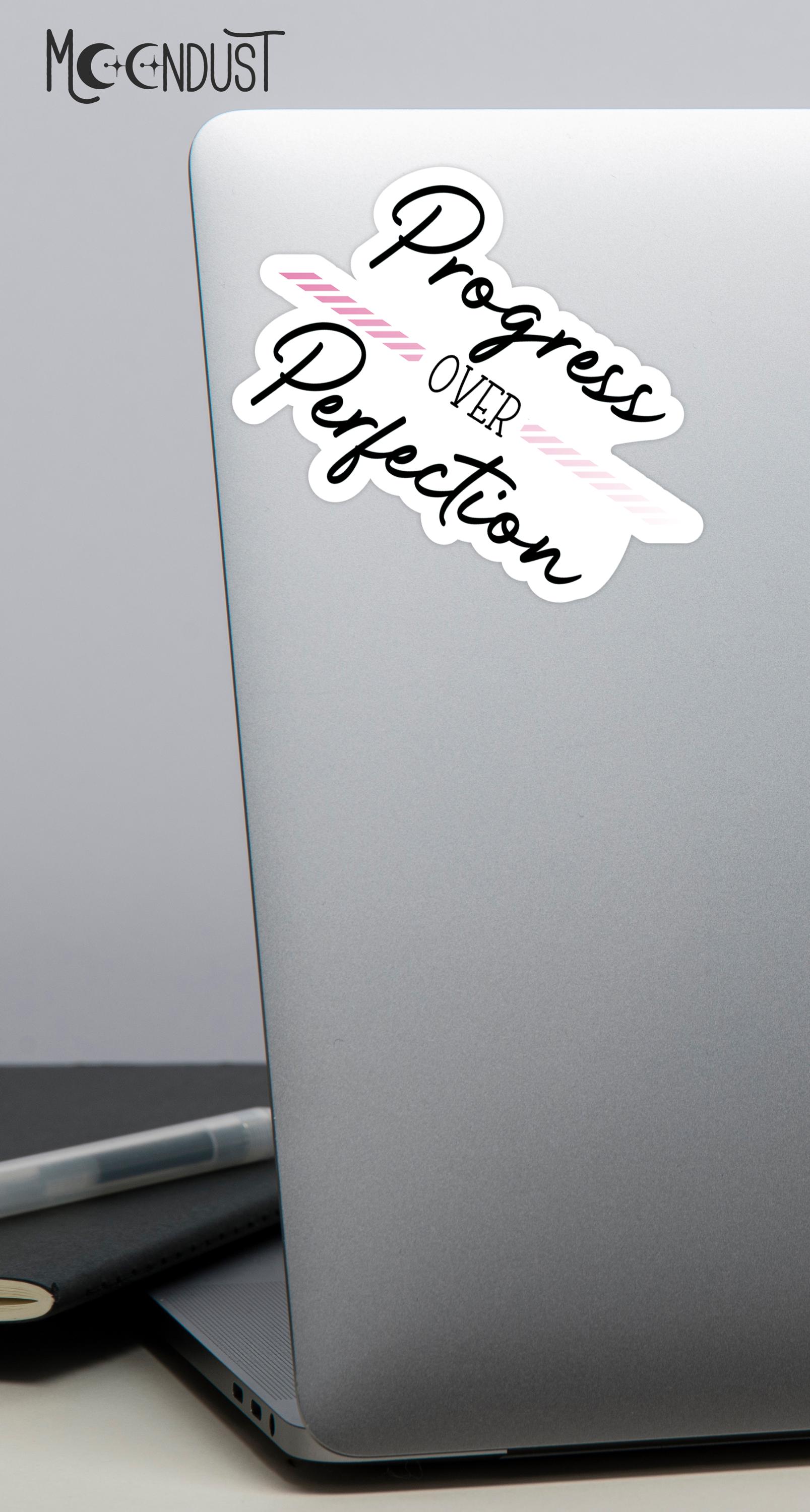 Pink Progress Over Perfection Sticker, Wildly Capable, Motivational ...