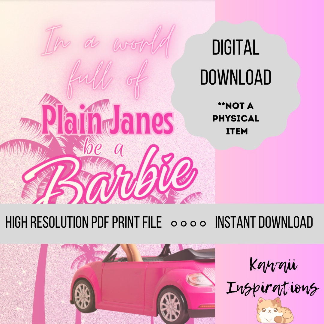 Barbie Inspired Printable Digital Art Pink Wall Decor Wall Art ...